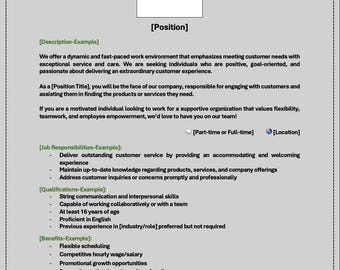 Instant Download: Family Nanny Job Description Template - Etsy