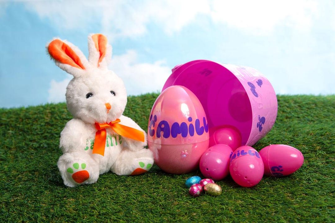 Ultimate Easter Combo: Egg Hunt Set + Personalized Bunny Plush ...