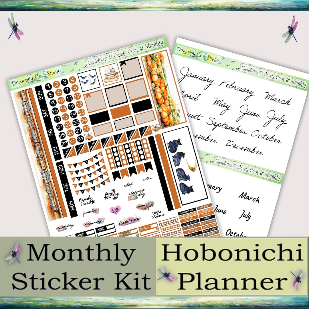 Hobonichi Planner Stickers: Cauldrons & Candy Corn - Halloween Monthly ...