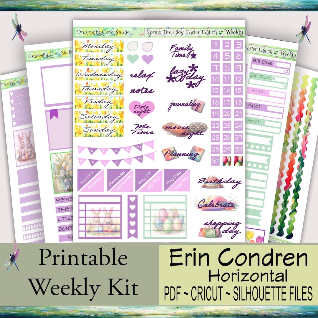 Easter Planner Stickers: Erin Condren Horizontal Weekly Kit (digital ...