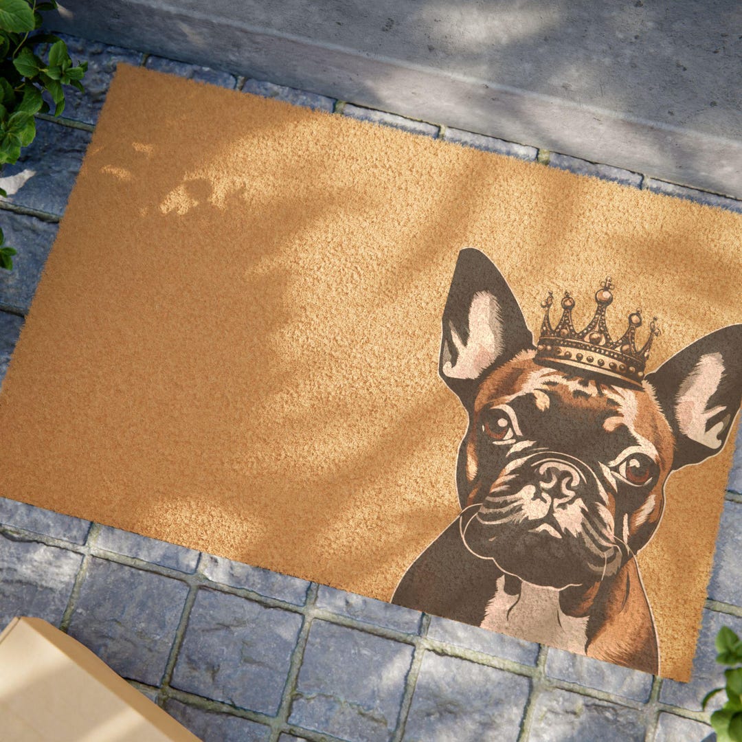 Crown King French Bulldog Doormat, Dog Lover Gift, Pet Welcome Mat ...