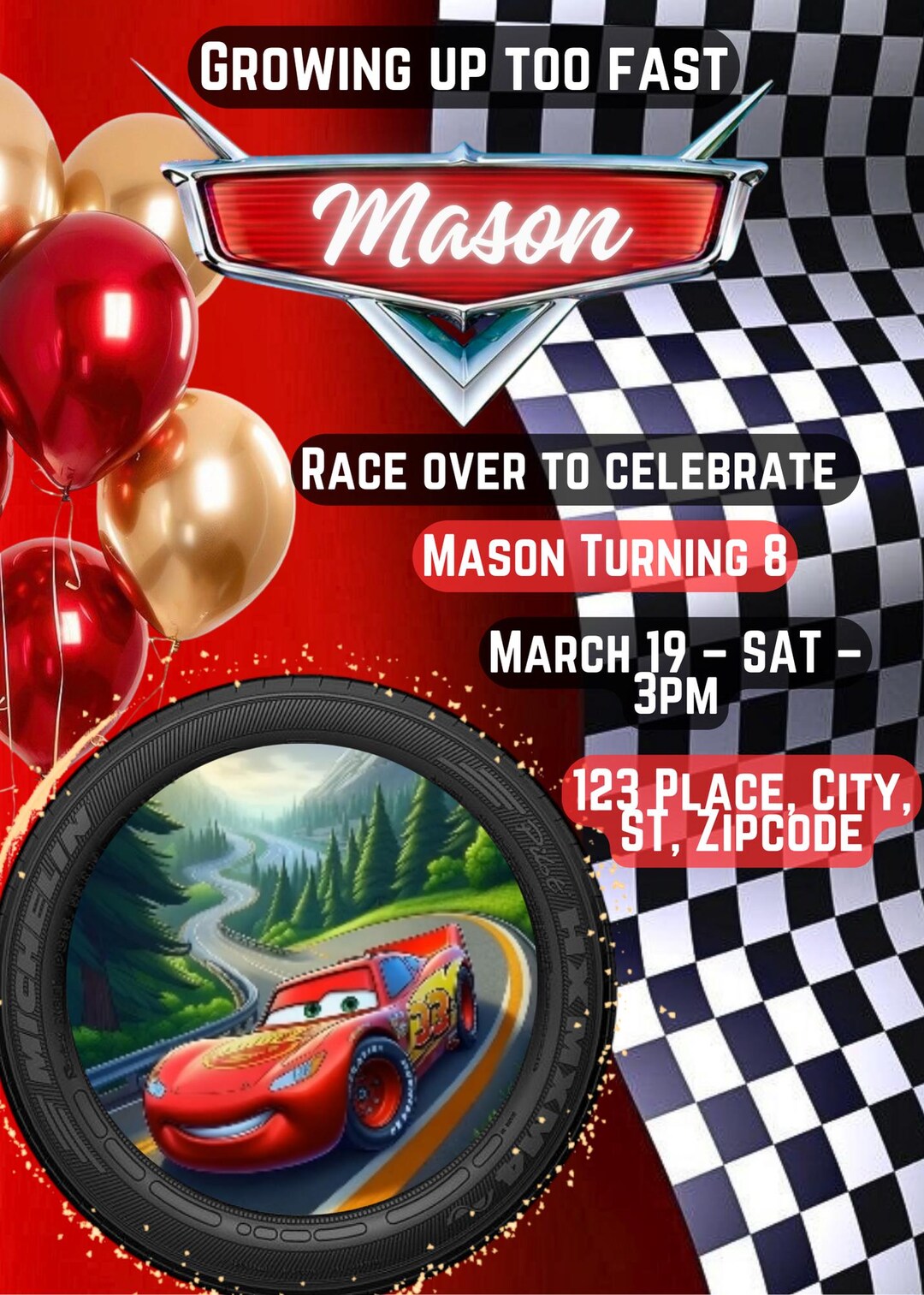 Cars Animated Birthday Invitation Template Customizable Cars Theme ...