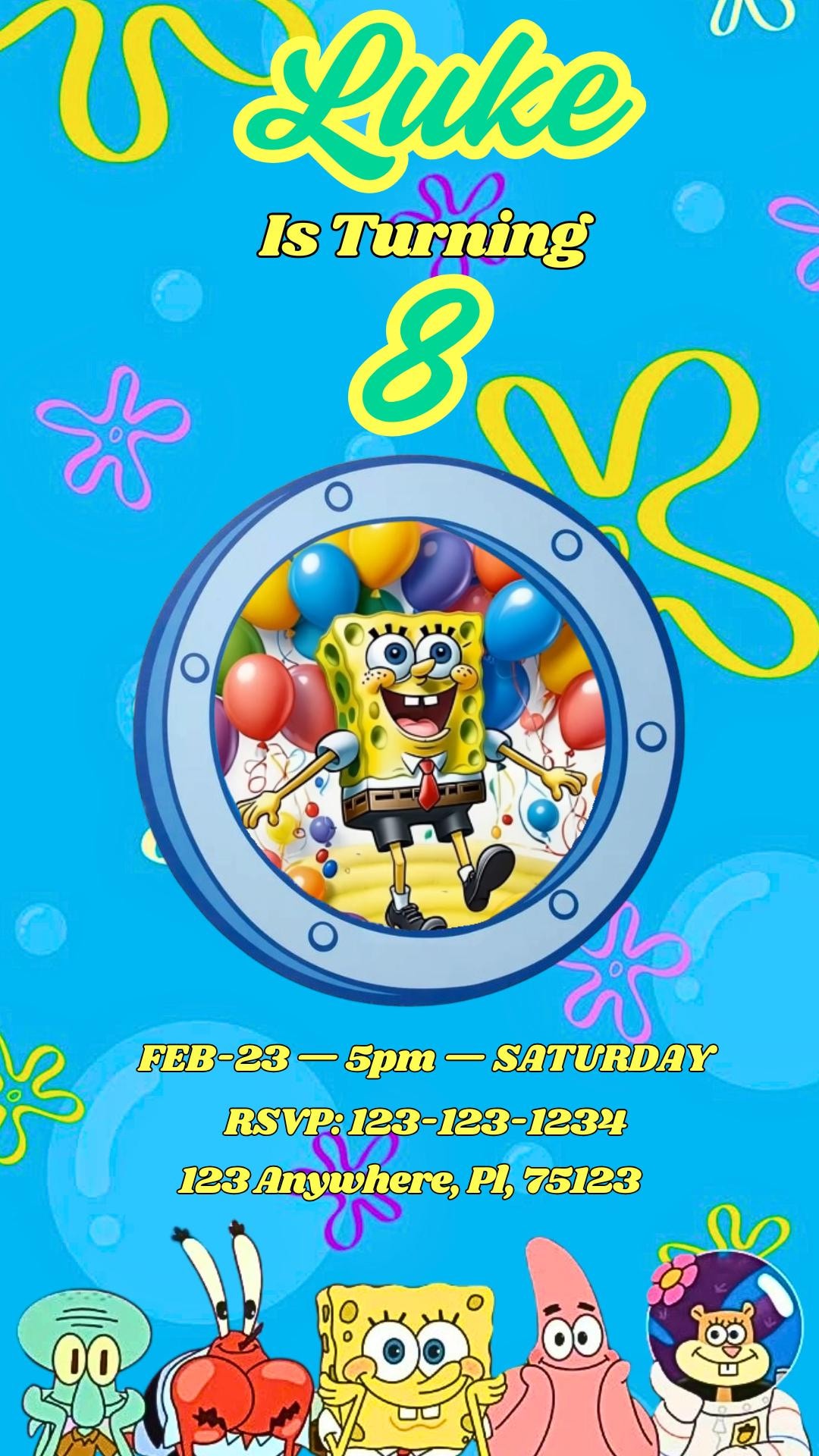Spongebob-themed Invitation - Animated Spongebob Birthday Invitation ...