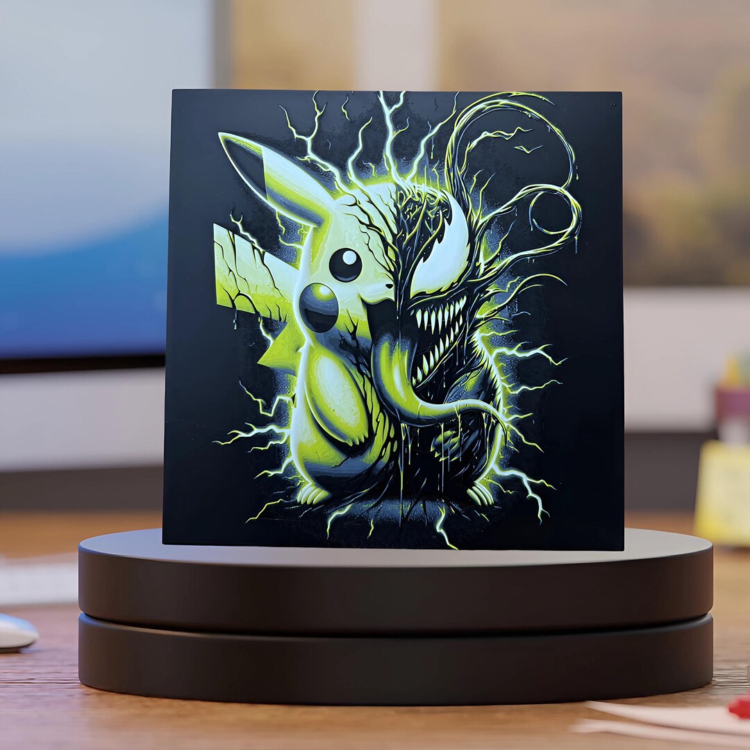 Venomized Pikachu 3D Art – A Shocking Fusion of Power and Darkness - Etsy