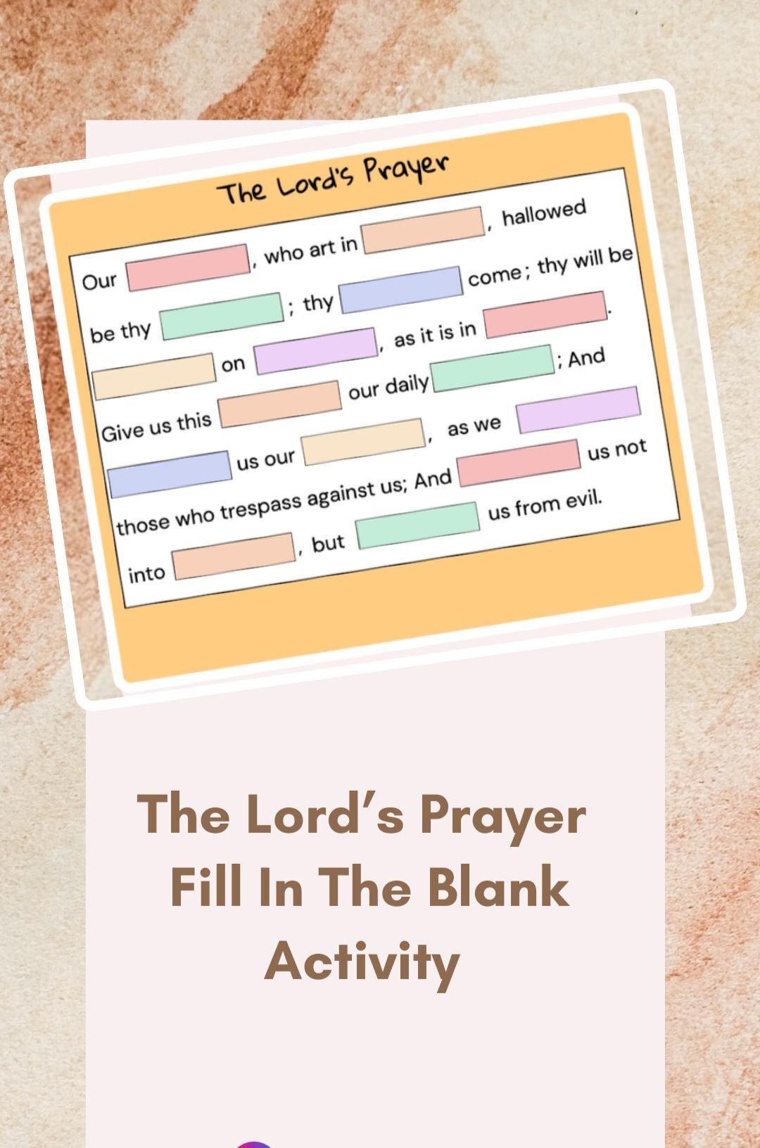 The Lord's Prayer: Fill in the Blank Activity - Etsy