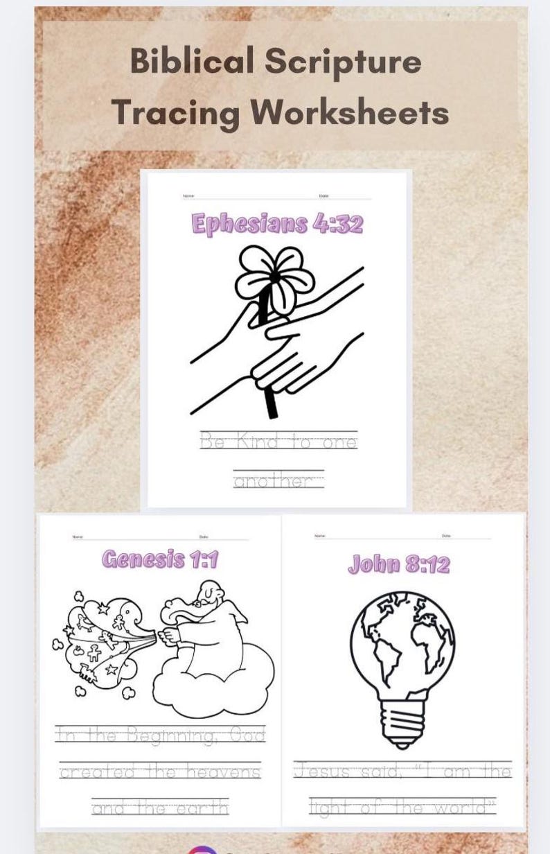 Biblical Scripture Tracing Worksheets - Etsy