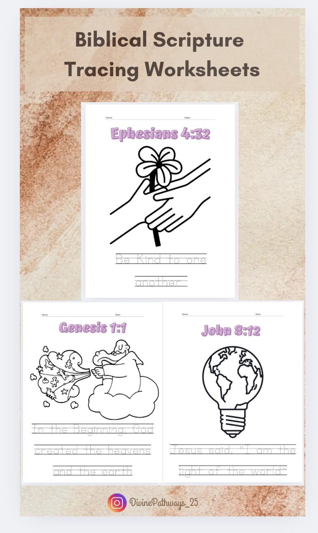 Biblical Scripture Tracing Worksheets - Etsy