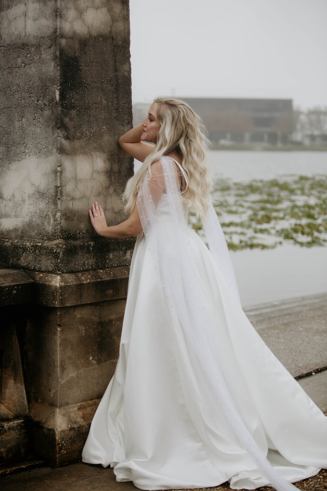 Cape Wedding Veil, Pearl Bridal Wings Veil - Etsy