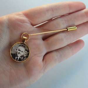 Custom Photo Lapel Pin, Wedding Boutonniere Pin, Memorial Photo Pin ...