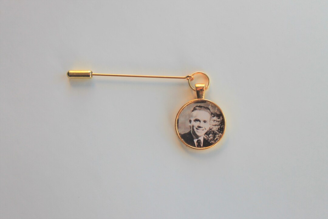 Custom Photo Lapel Pin, Wedding Boutonniere Pin, Memorial Photo Pin ...