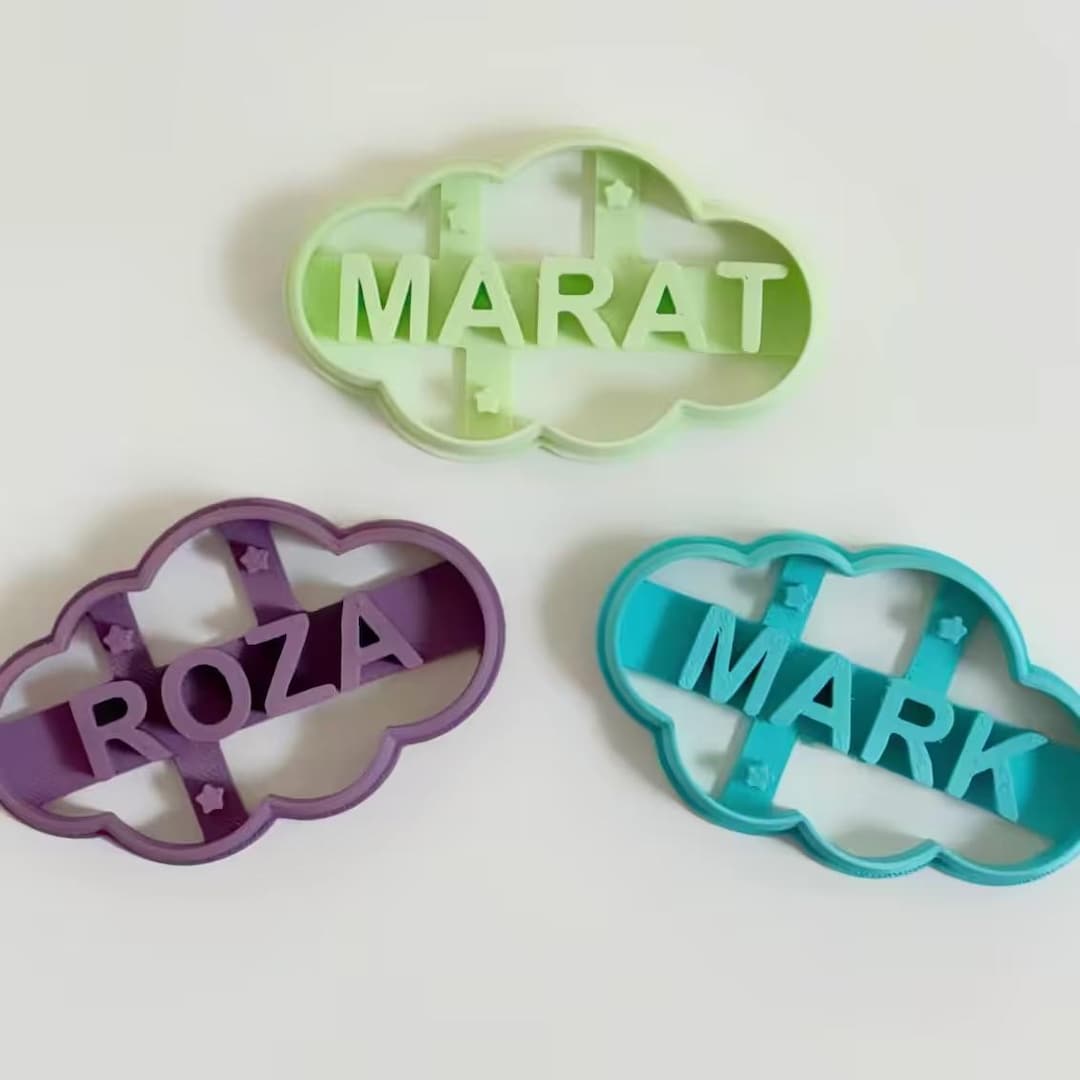 Personalized Name Cookie Cutter Custom Cloud Shape Play Dough Cutter 3D ...