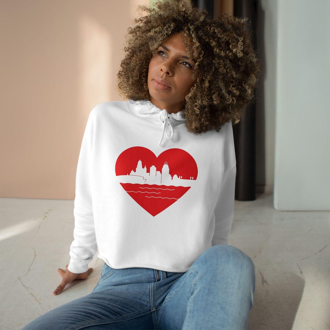 Heart of Cincinnati Crop Hoodie Valentie's Day Gift - Etsy