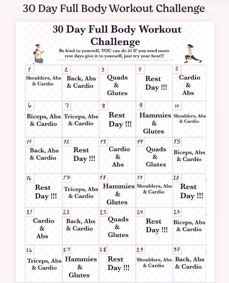 30 Day Full Body Workout Challenge - Etsy