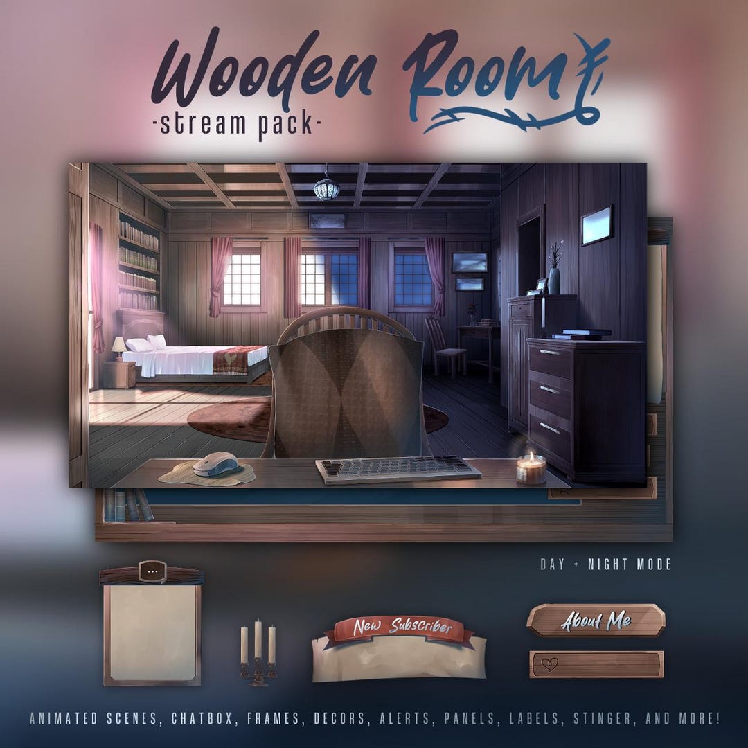 Wooden Room Stream Pack | Animated Stream Overlay for Twitch, Youtube ...