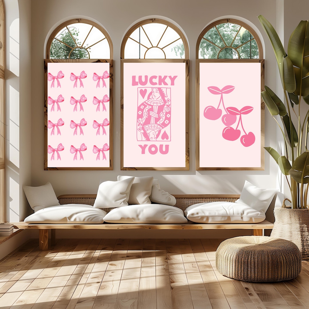 SET OF 3 Coquette Aesthetic Room Posters | Pink Girly Poster Set ...