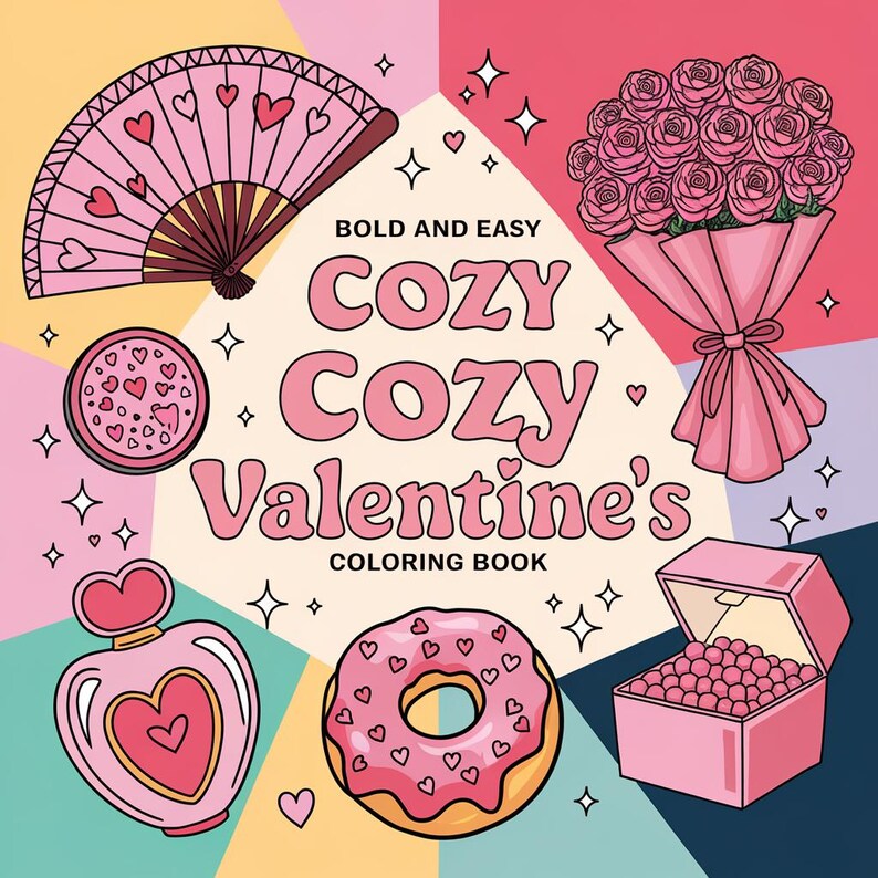Bold & Easy Cozy Valentine’s Coloring Pages for Adults and Children - Etsy