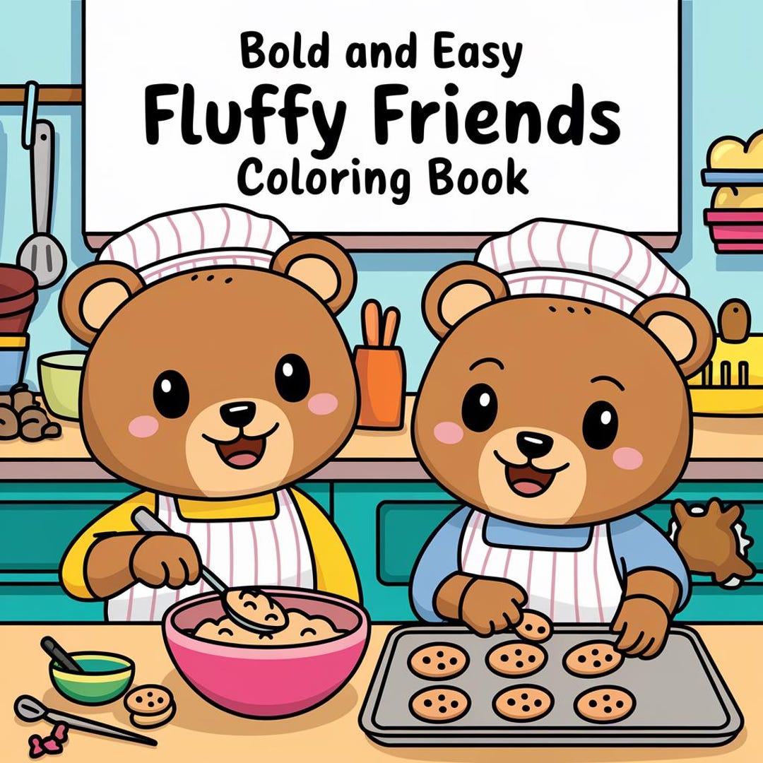Fluffy Friends Coloring Book Bold Simple Designs for Stress Free Fun - Etsy