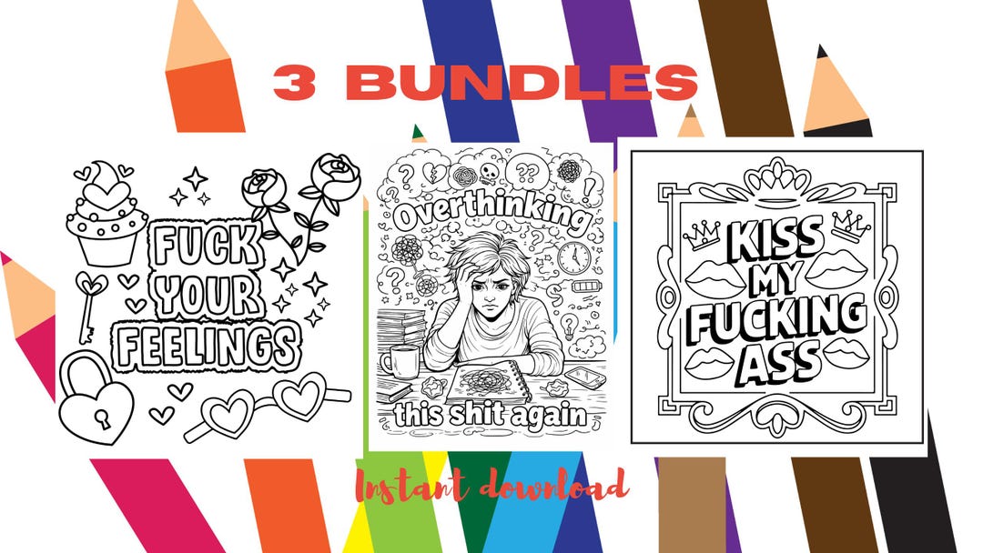 Bold and Easy Swear Word Coloring Book DIGITAL | Stress Relief Adult ...