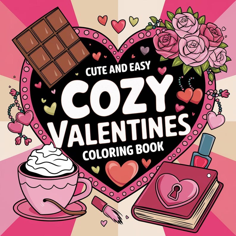 Cozy Valentine's Coloring Pages: Fun for All Ages - Etsy