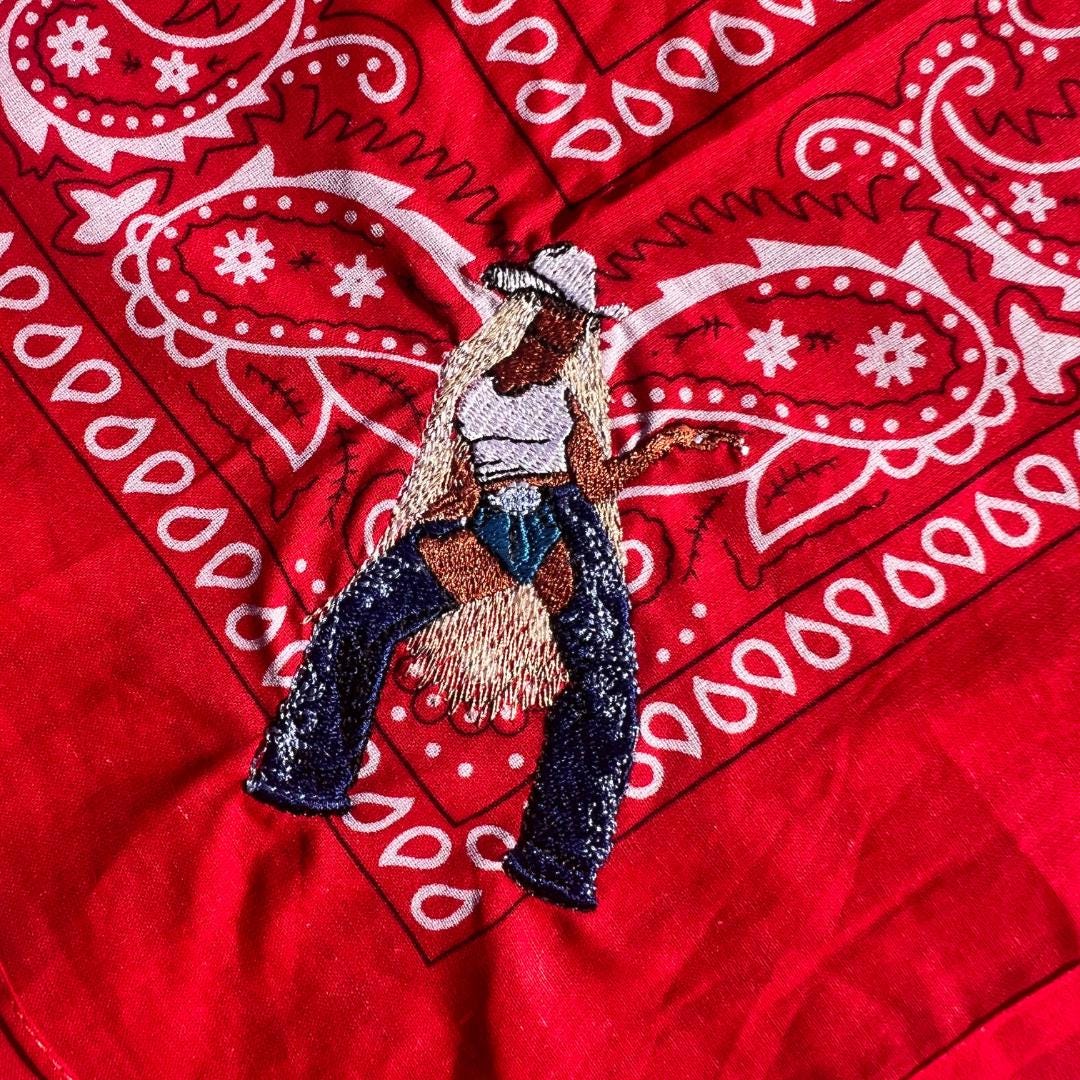Embroidered Cowgirl Bandana | Rodeo Scarf | Made to Order - Etsy