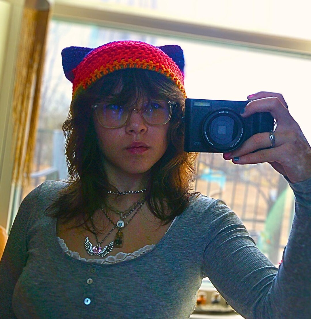 Multicolor/rainbow Cat Ear Beanie - Etsy