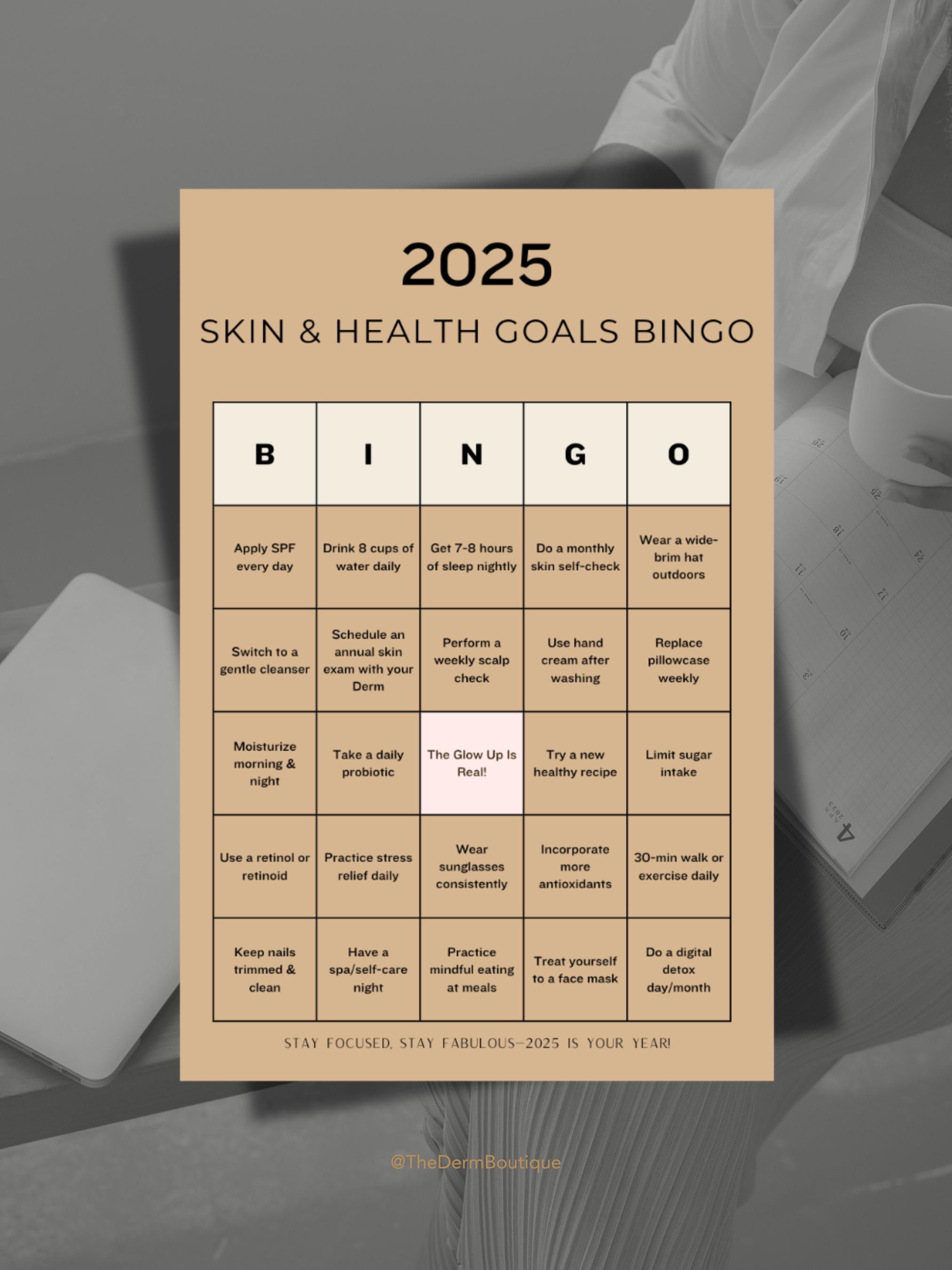 Vision Board Bingo 2025 - A Skincare & Wellness Goal-setting Template ...