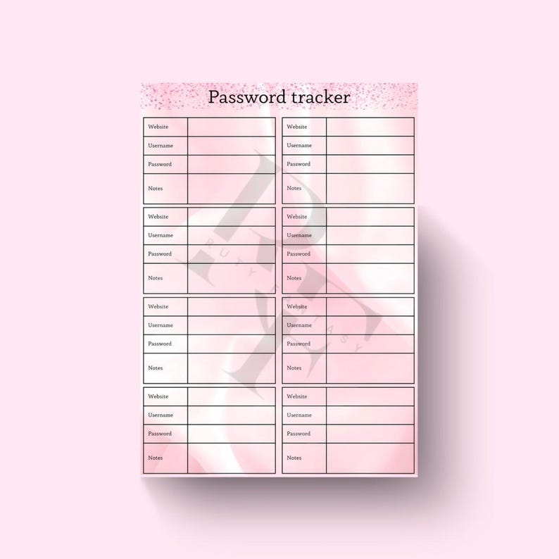 Digital Password Tracker Template | Canva Template | A4 Format ...