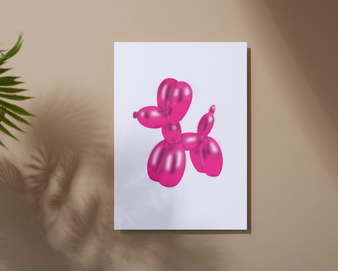 Balloon Dog Print Poster Digital Download Pink Wall Art - Etsy