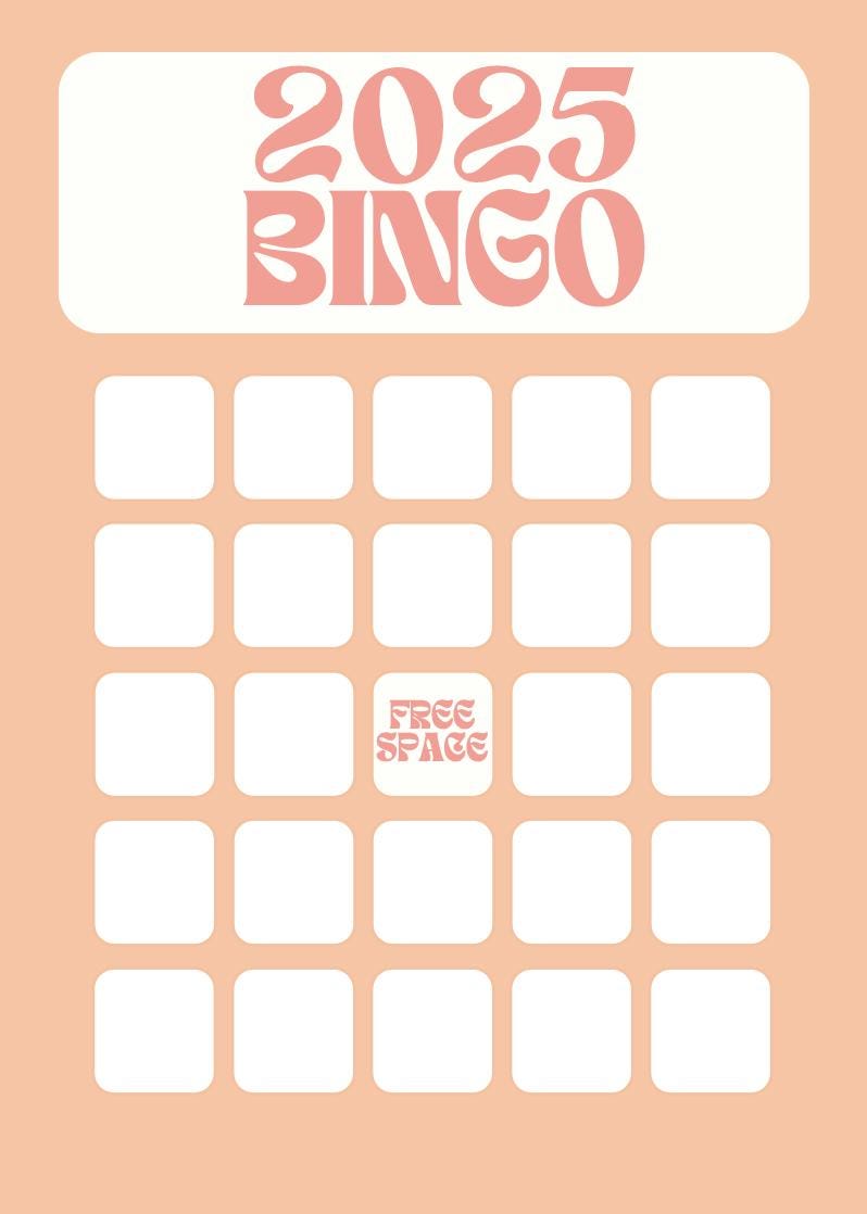 2025 Bingo Card (orange) - Etsy