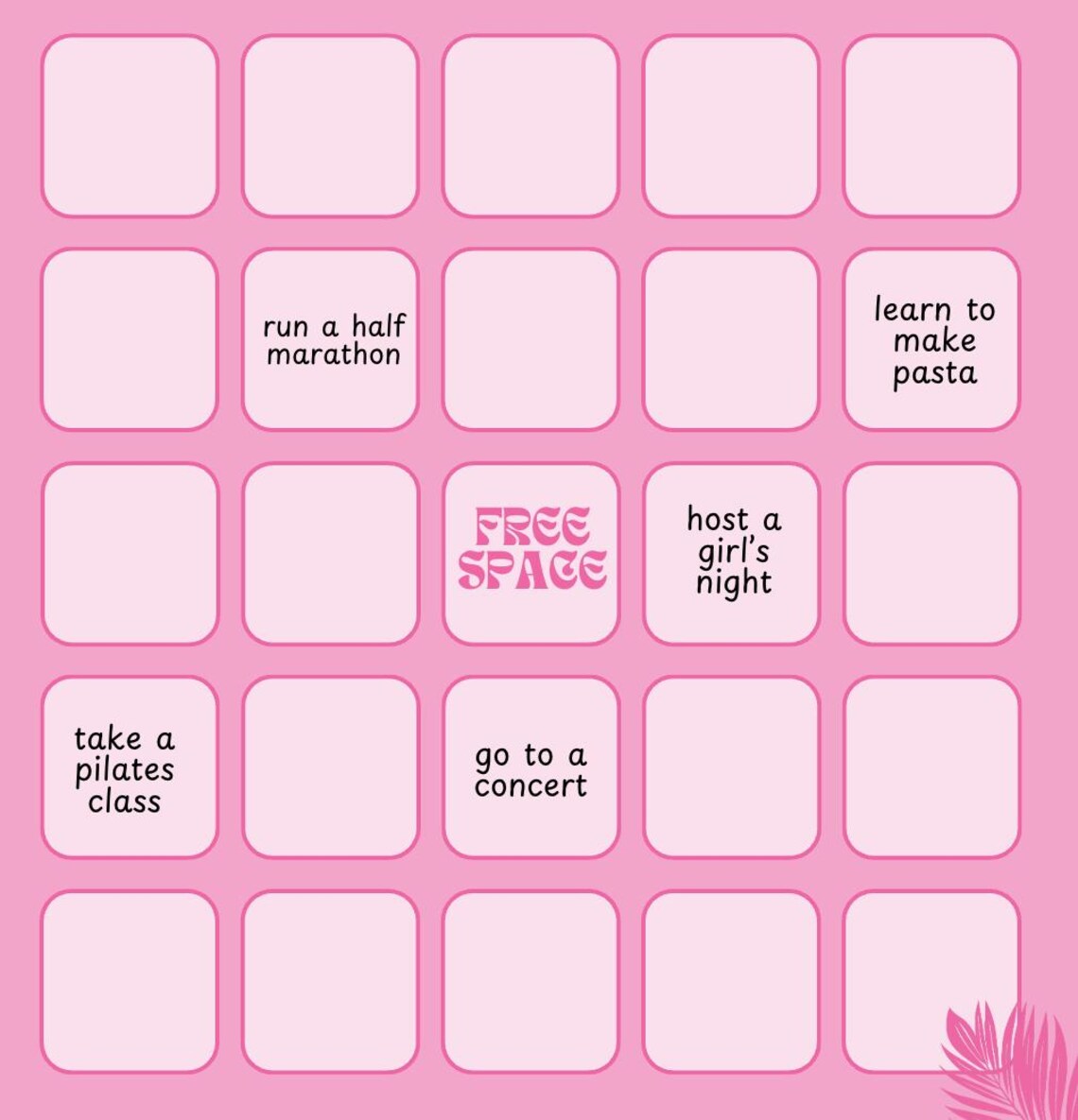 2025 Bingo Card (hot Pink) - Etsy
