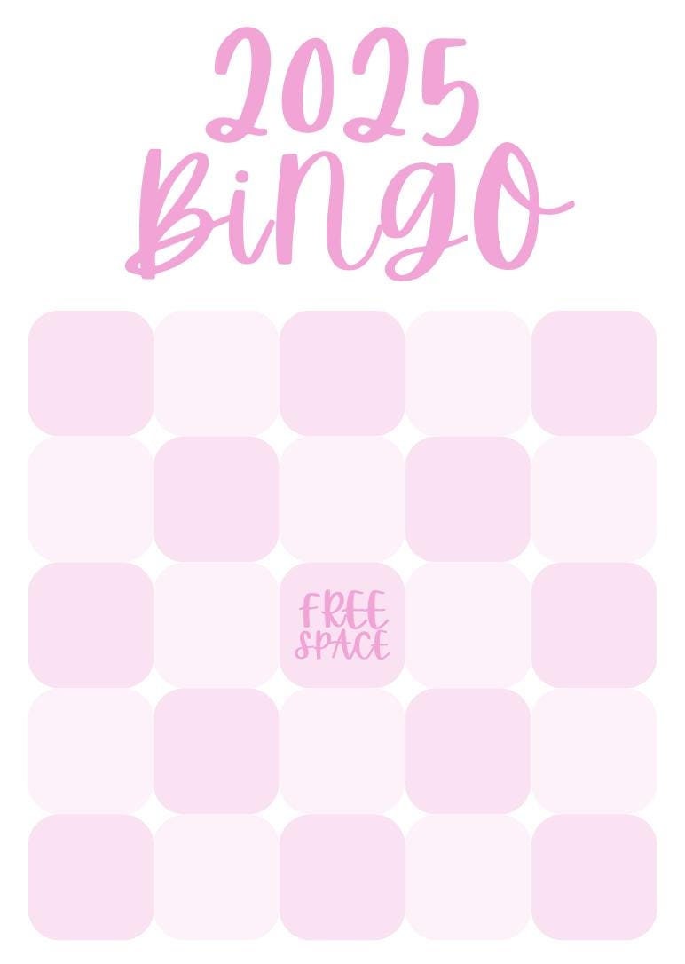 2025 Bingo Card pink - Etsy