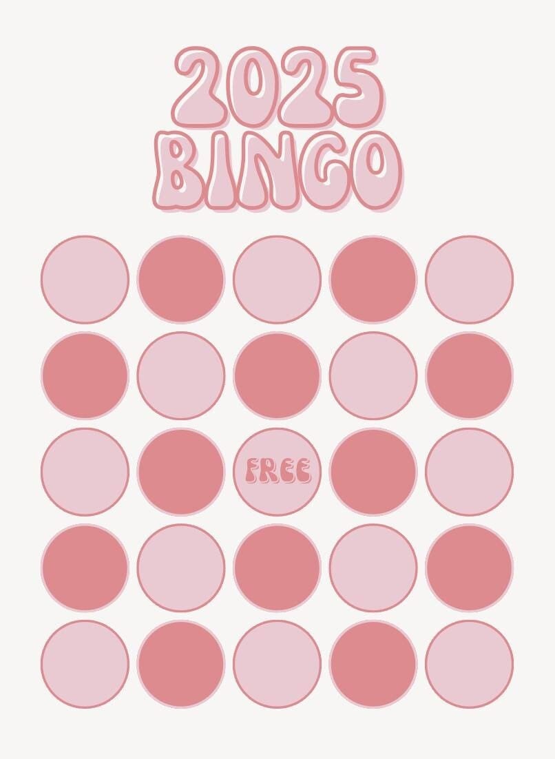 2025 Bingo Card (bubble Pink) - Etsy