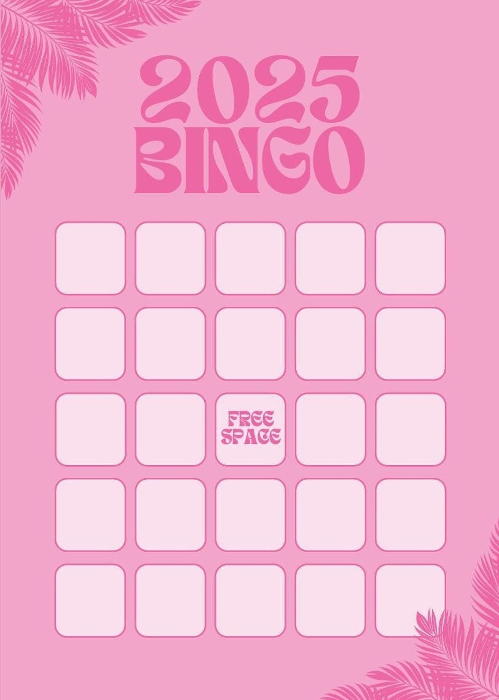 2025 Bingo Card (hot Pink) - Etsy