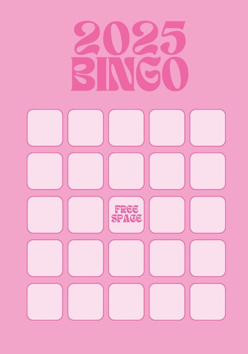 2025 Bingo Card (hot Pink) - Etsy