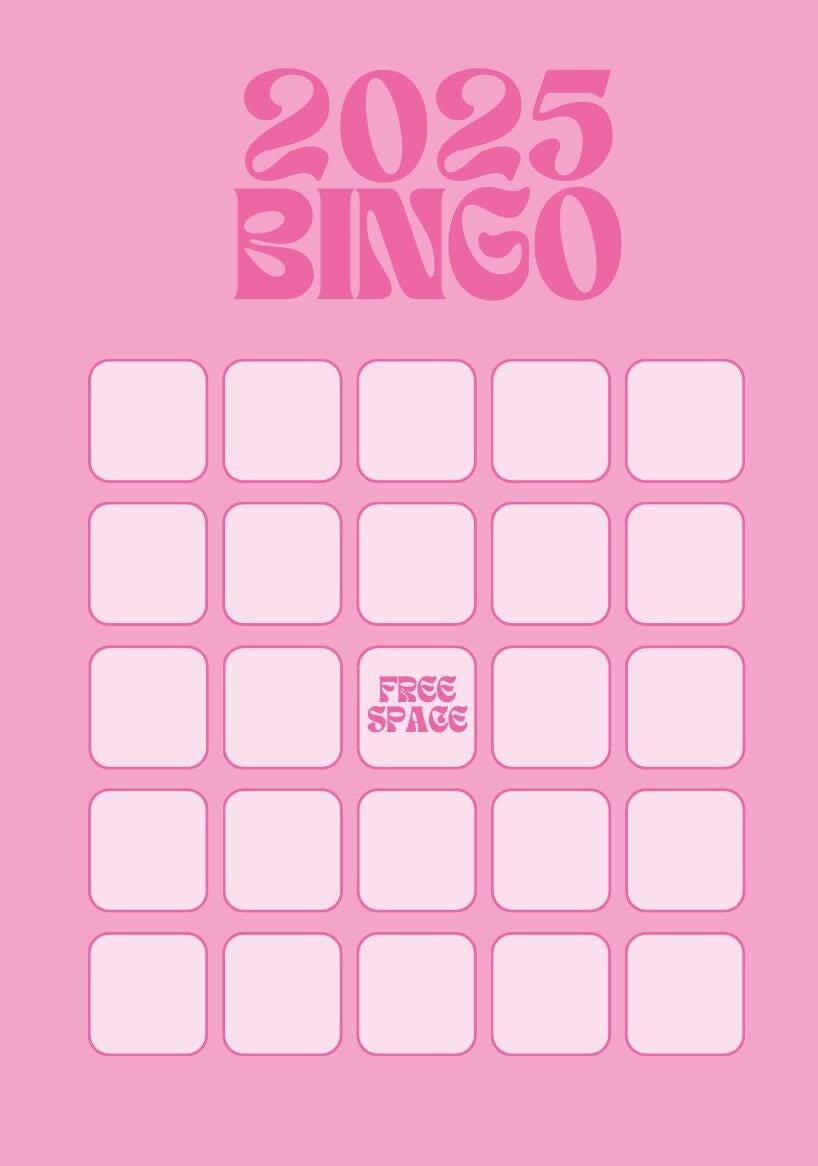 2025 Bingo Card (hot Pink) - Etsy