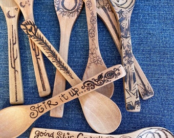 Wood Burned Spoons | Etsy