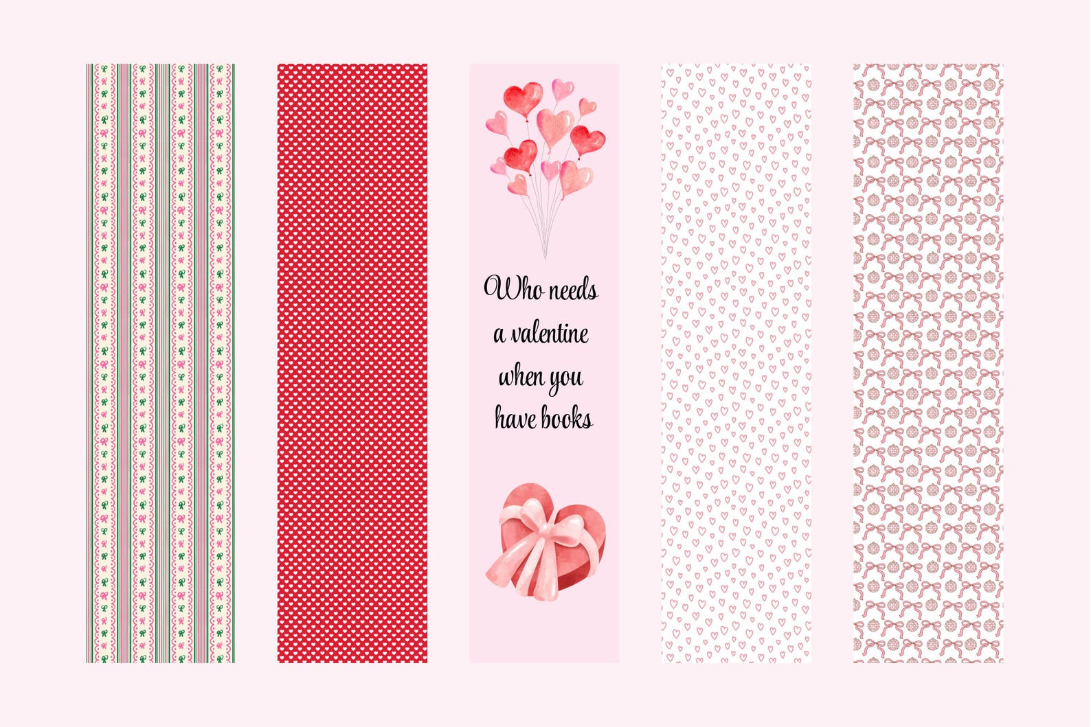 20 Valentine's Day Themed Printable Bookmarks Bundle, Printable ...