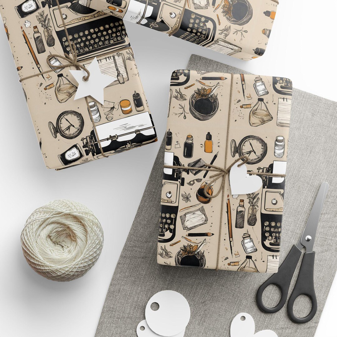 Writing-themed Wrapping Paper: Typewriters, Quills & Creativity - Etsy