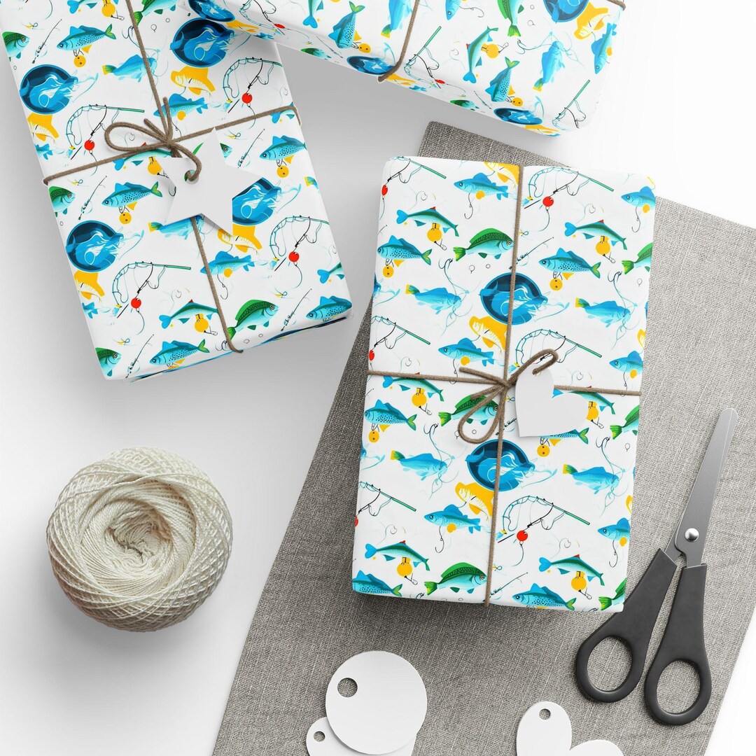 Fishing-themed Wrapping Paper: Rods & Reels - Etsy