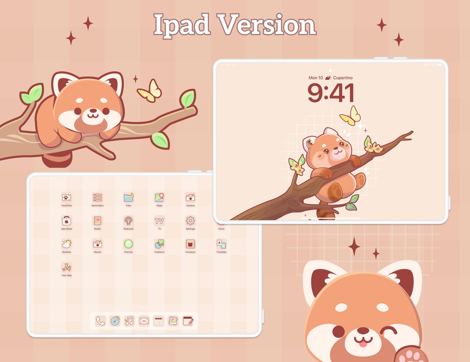 Cute Red Panda Icon Theme Pack, Icon Pack, Ios Iphone, Ipad, Tablet ...