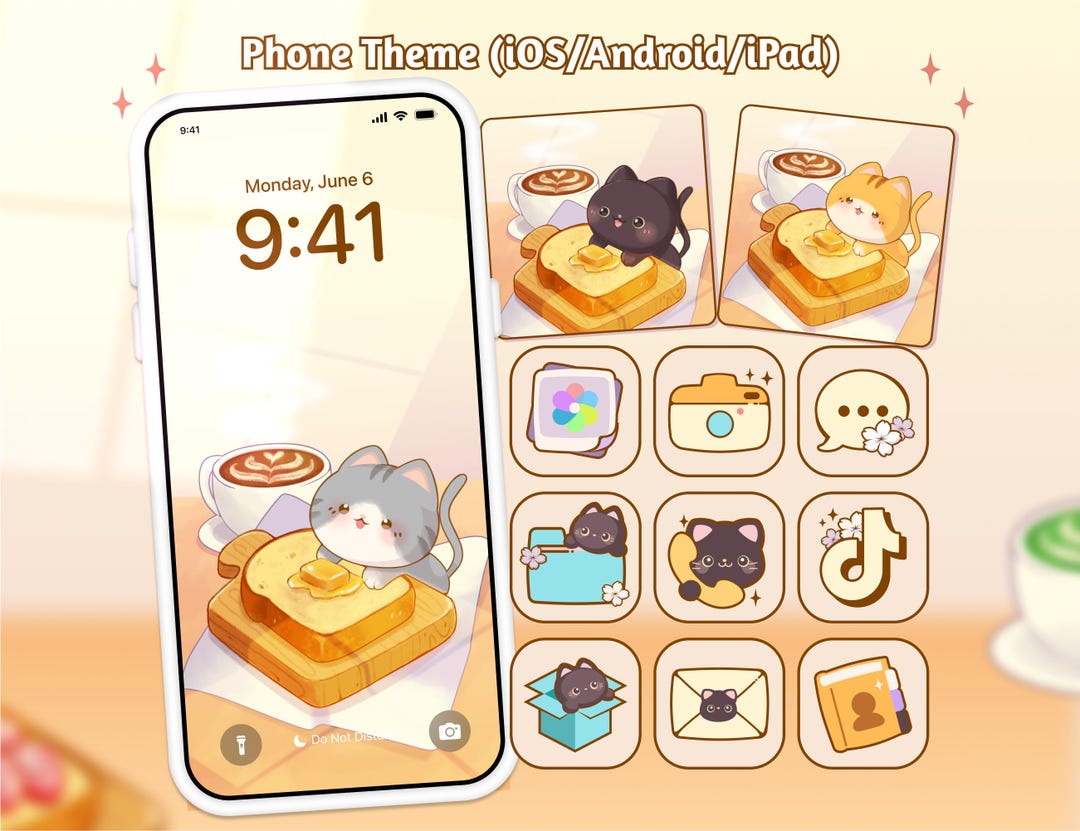 Cat Cafe Icon Wallpaper Icon Theme Pack Ios iPhone iPad Tablet Android ...