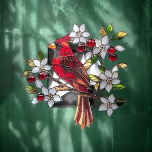 Memorial Red Cardinal Acrylic Suncatcher, Bird Ornament Window Hanging ...