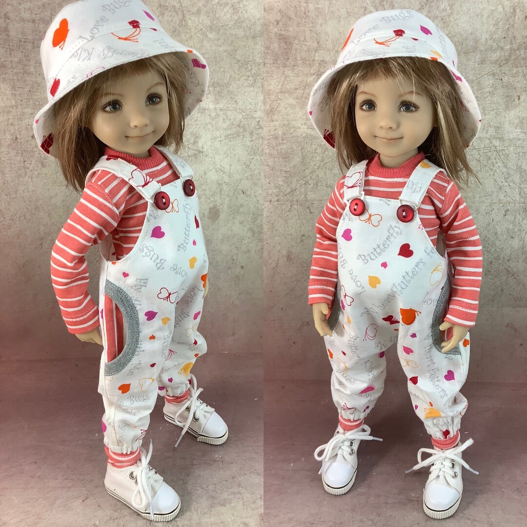 Hearts Overalls With Bucket Hat Body Suit and Socks for - Etsy