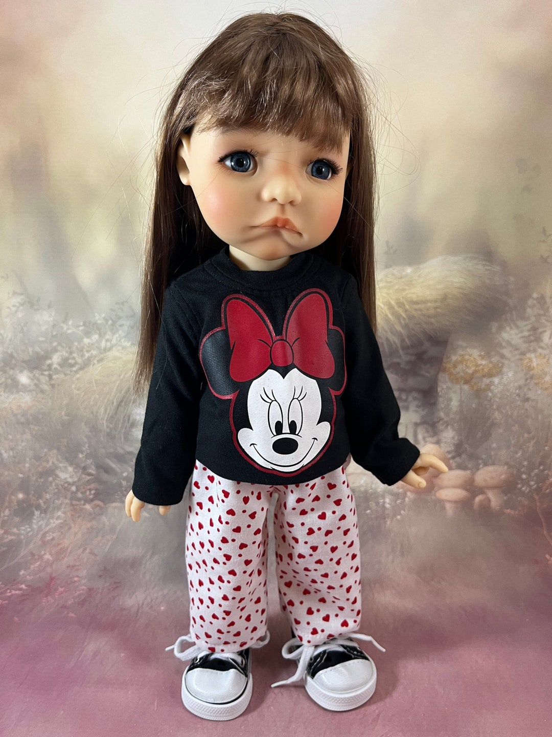 Minnie Mouse Shirt and Heart Pants for 15" MSD BJD Beastie, Willie, and ...