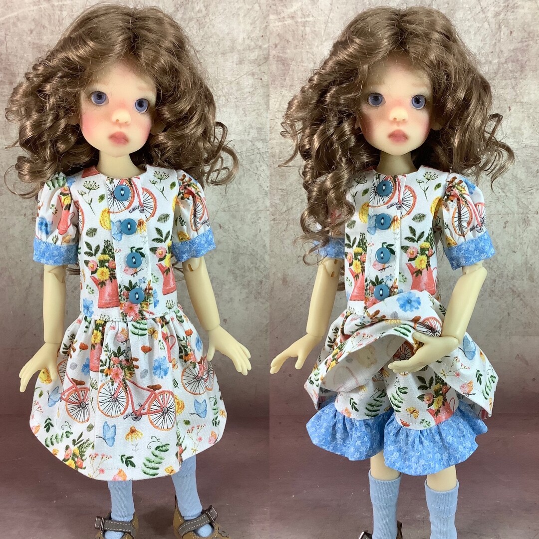 Mini Kaye Wiggs BJD Bicycles and Flowers Dress, Shorts, and Socks for ...
