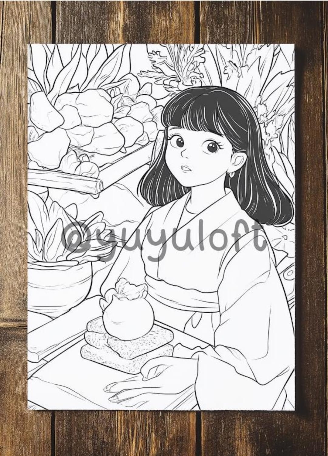 Unique Anime Style Coloring Page, Cute, Lofi Inspired, Scenery, Forest ...