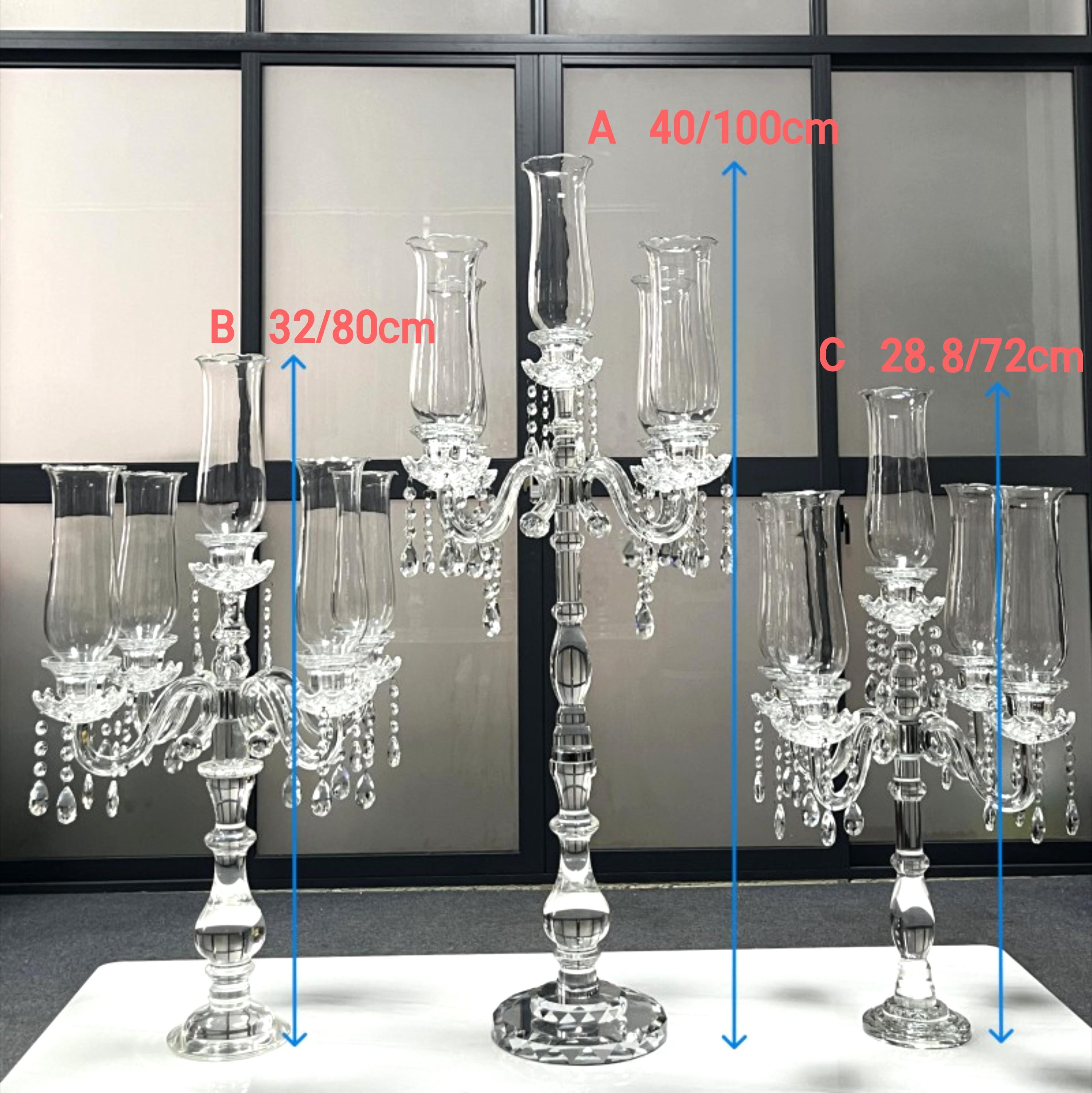5-arm Crystal Roman Column Candelabra Candle Holder | Elegant Table ...
