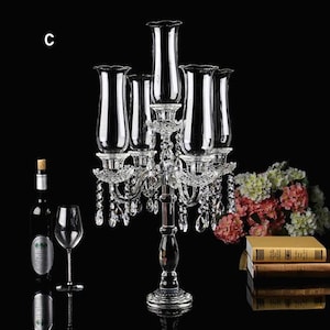 5-arm Crystal Roman Column Candelabra Candle Holder | Elegant Table ...