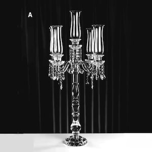5-arm Crystal Roman Column Candelabra Candle Holder | Elegant Table ...
