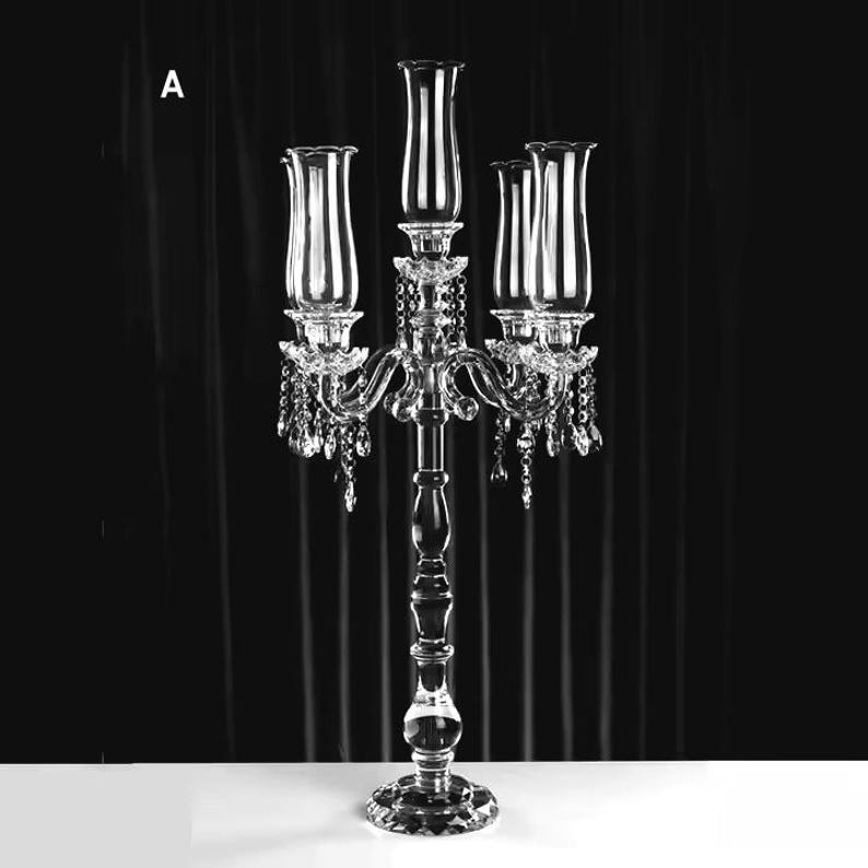 5-arm Crystal Roman Column Candelabra Candle Holder | Elegant Table ...